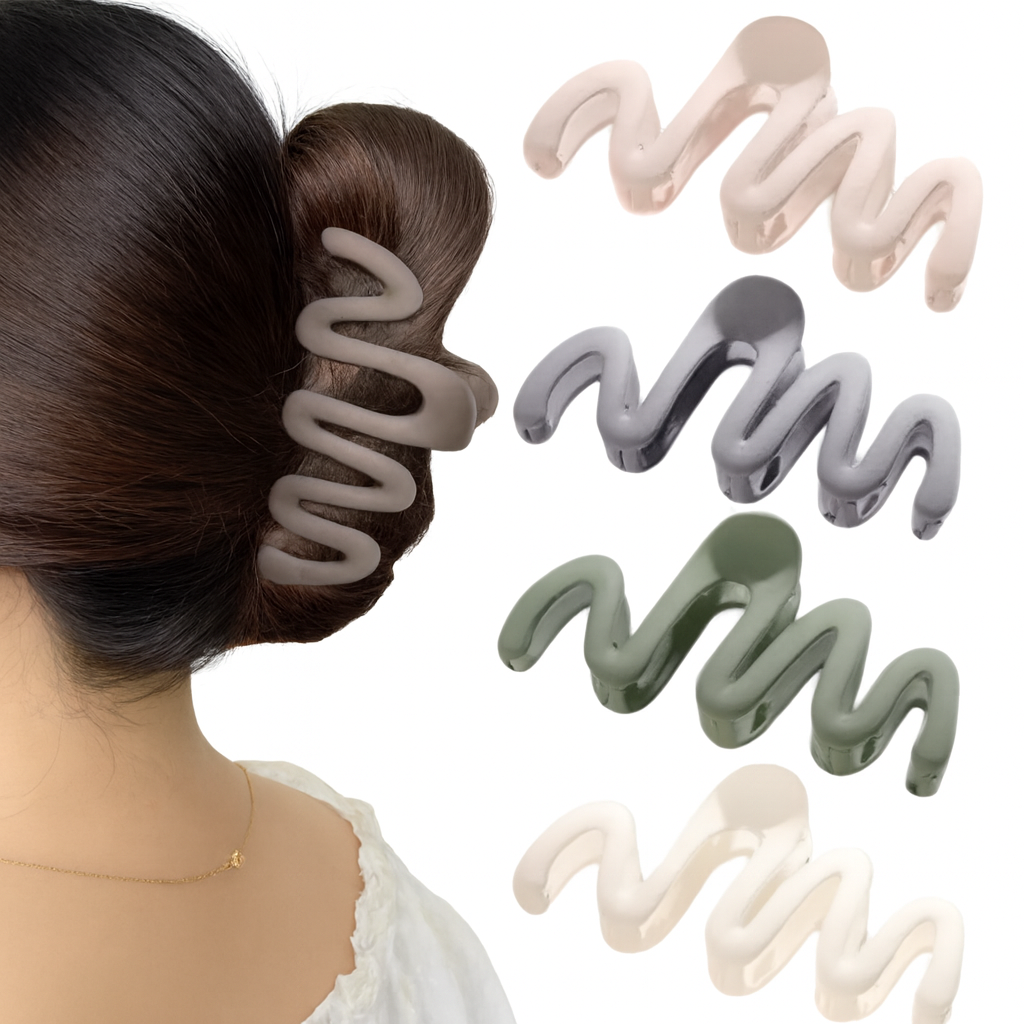 Wavy Snake Design Matte Hair Claw Clips Set - Trendy Hair Accessories ...